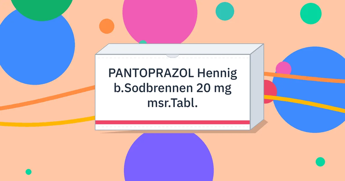 Symbolbild: Packung mit der Aufschrift PANTOPRAZOL Hennig b.Sodbrennen 20 mg msr.Tabl. (PZN 08439965) – Verfügbarkeit und Bezug in Apotheken in Frankfurt am Main