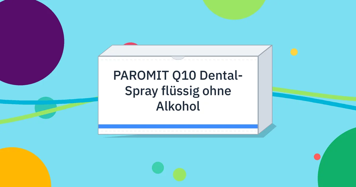 Symbolbild: Packung mit der Aufschrift PAROMIT Q10 Dental-Spray flüssig ohne Alkohol (PZN 15588772) – Verfügbarkeit und Bezug in Apotheken in Frankfurt am Main