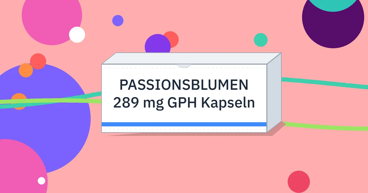 Symbolbild: Packung mit der Aufschrift PASSIONSBLUMEN 289 mg GPH Kapseln (PZN 09749449) – Verfügbarkeit und Bezug in Apotheken in Frankfurt am Main
