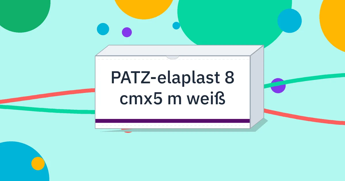 Symbolbild: Packung mit der Aufschrift PATZ-elaplast 8 cmx5 m weiß (PZN 06813402) – Verfügbarkeit und Bezug in Apotheken in Frankfurt am Main