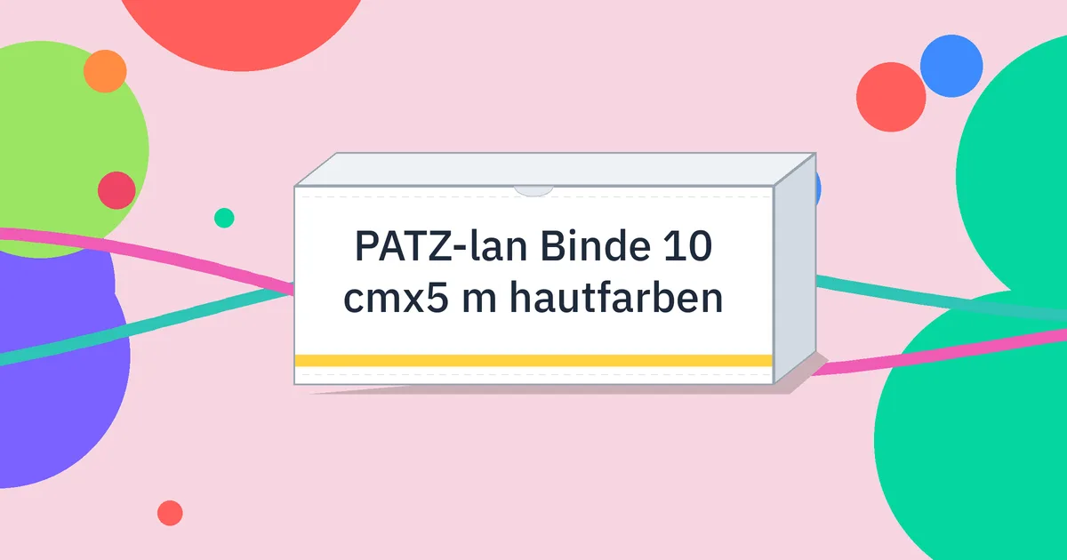 Symbolbild: Packung mit der Aufschrift PATZ-lan Binde 10 cmx5 m hautfarben (PZN 06814092) – Verfügbarkeit und Bezug in Apotheken in Frankfurt am Main