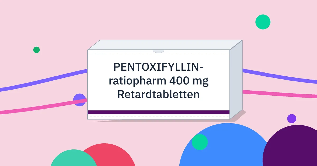 Symbolbild: Packung mit der Aufschrift PENTOXIFYLLIN-ratiopharm 400 mg Retardtabletten (PZN 03115488) – Verfügbarkeit und Bezug in Apotheken in Frankfurt am Main