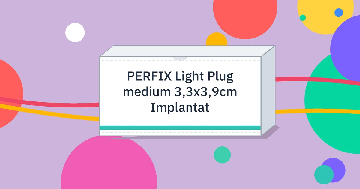 Symbolbild: Packung mit der Aufschrift PERFIX Light Plug medium 3,3x3,9cm Implantat (PZN 06901129) – Verfügbarkeit und Bezug in Apotheken in Frankfurt am Main