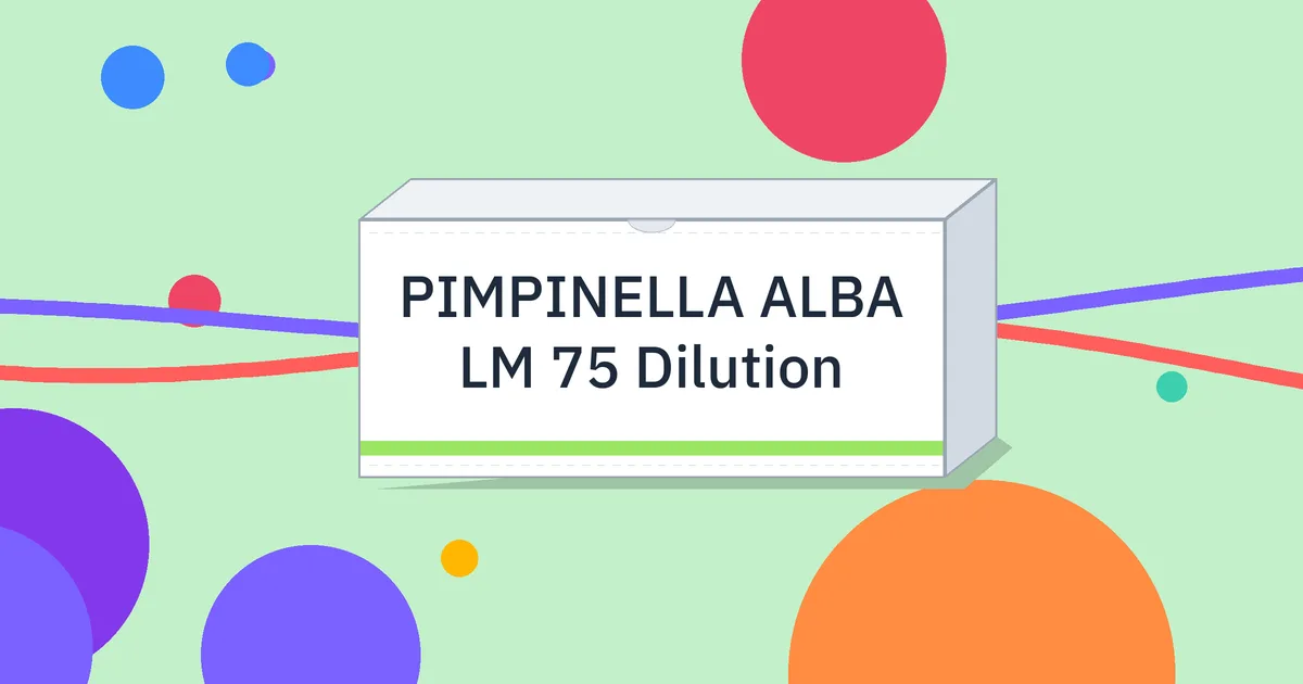 Symbolbild: Packung mit der Aufschrift PIMPINELLA ALBA LM 75 Dilution (PZN 13644153) – Verfügbarkeit und Bezug in Apotheken in Frankfurt am Main