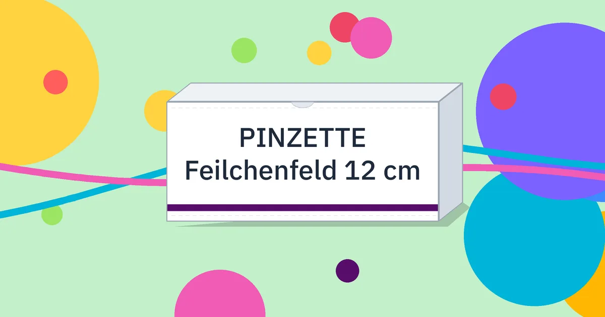 Symbolbild: Packung mit der Aufschrift PINZETTE Feilchenfeld 12 cm (PZN 05466772) – Verfügbarkeit und Bezug in Apotheken in Frankfurt am Main