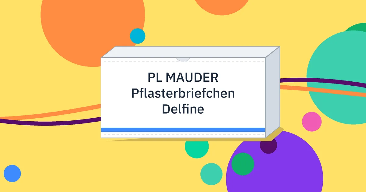 Symbolbild: Packung mit der Aufschrift PL MAUDER Pflasterbriefchen Delfine (PZN 19435479) – Verfügbarkeit und Bezug in Apotheken in Frankfurt am Main