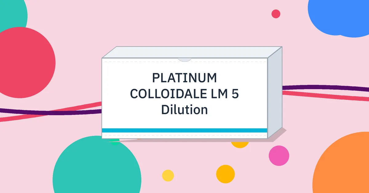 Symbolbild: Packung mit der Aufschrift PLATINUM COLLOIDALE LM 5 Dilution (PZN 13037625) – Verfügbarkeit und Bezug in Apotheken in Frankfurt am Main