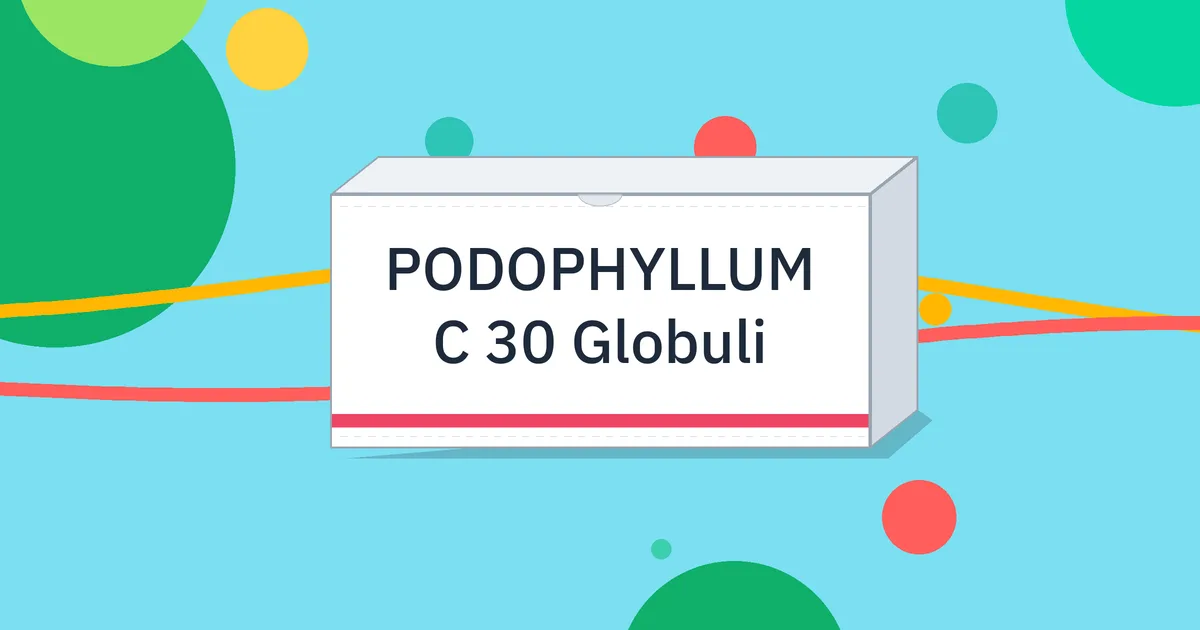 Symbolbild: Packung mit der Aufschrift PODOPHYLLUM C 30 Globuli (PZN 04232598) – Verfügbarkeit und Bezug in Apotheken in Frankfurt am Main
