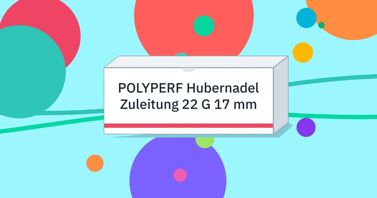 Symbolbild: Packung mit der Aufschrift POLYPERF Hubernadel Zuleitung 22 G 17 mm (PZN 14322351) – Verfügbarkeit und Bezug in Apotheken in Frankfurt am Main