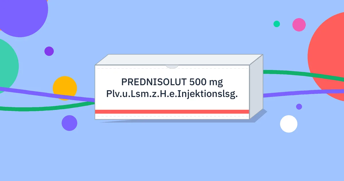 Symbolbild: Packung mit der Aufschrift PREDNISOLUT 500 mg Plv.u.Lsm.z.H.e.Injektionslsg. (PZN 09534223) – Verfügbarkeit und Bezug in Apotheken in Frankfurt am Main