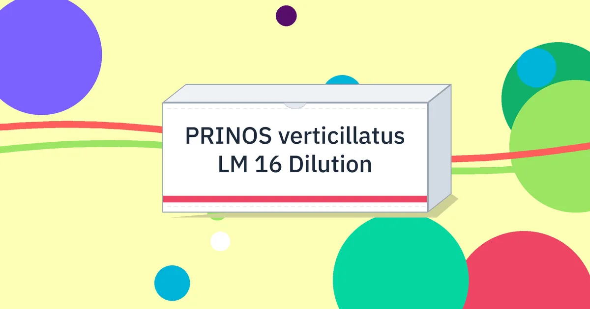Symbolbild: Packung mit der Aufschrift PRINOS verticillatus LM 16 Dilution (PZN 13668001) – Verfügbarkeit und Bezug in Apotheken in Frankfurt am Main