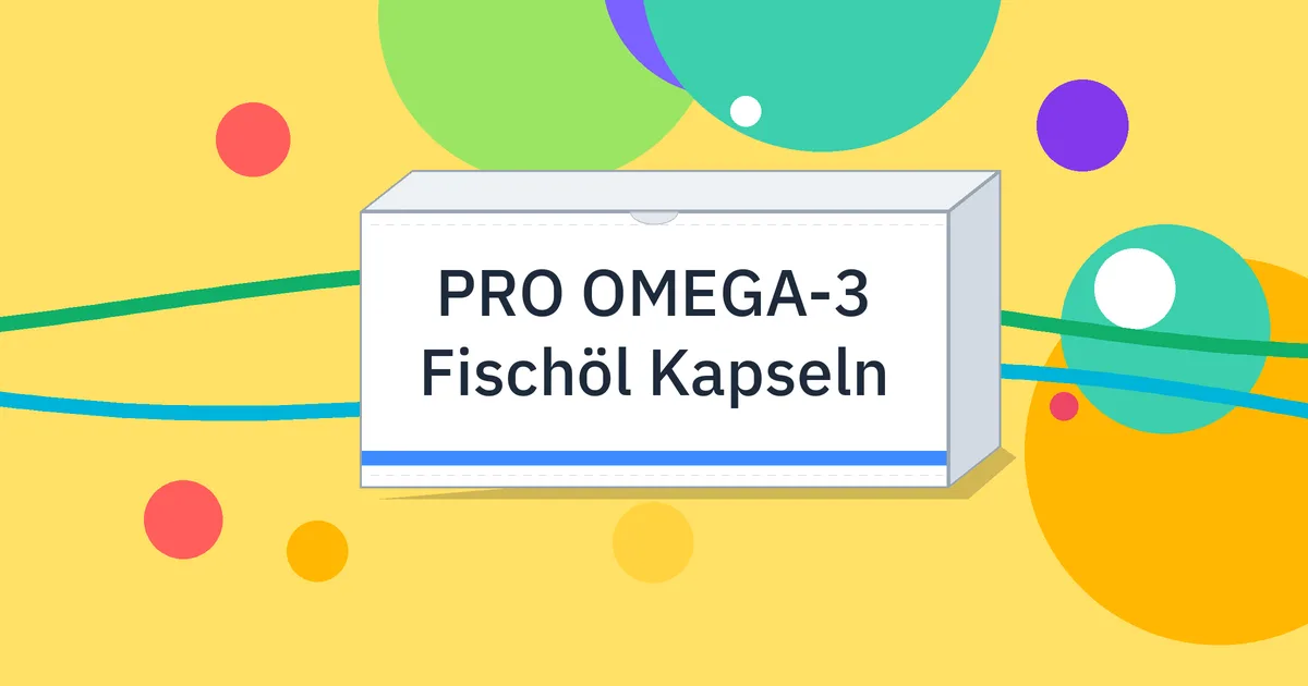 Symbolbild: Packung mit der Aufschrift PRO OMEGA-3 Fischöl Kapseln (PZN 20539646) – Verfügbarkeit und Bezug in Apotheken in Frankfurt am Main