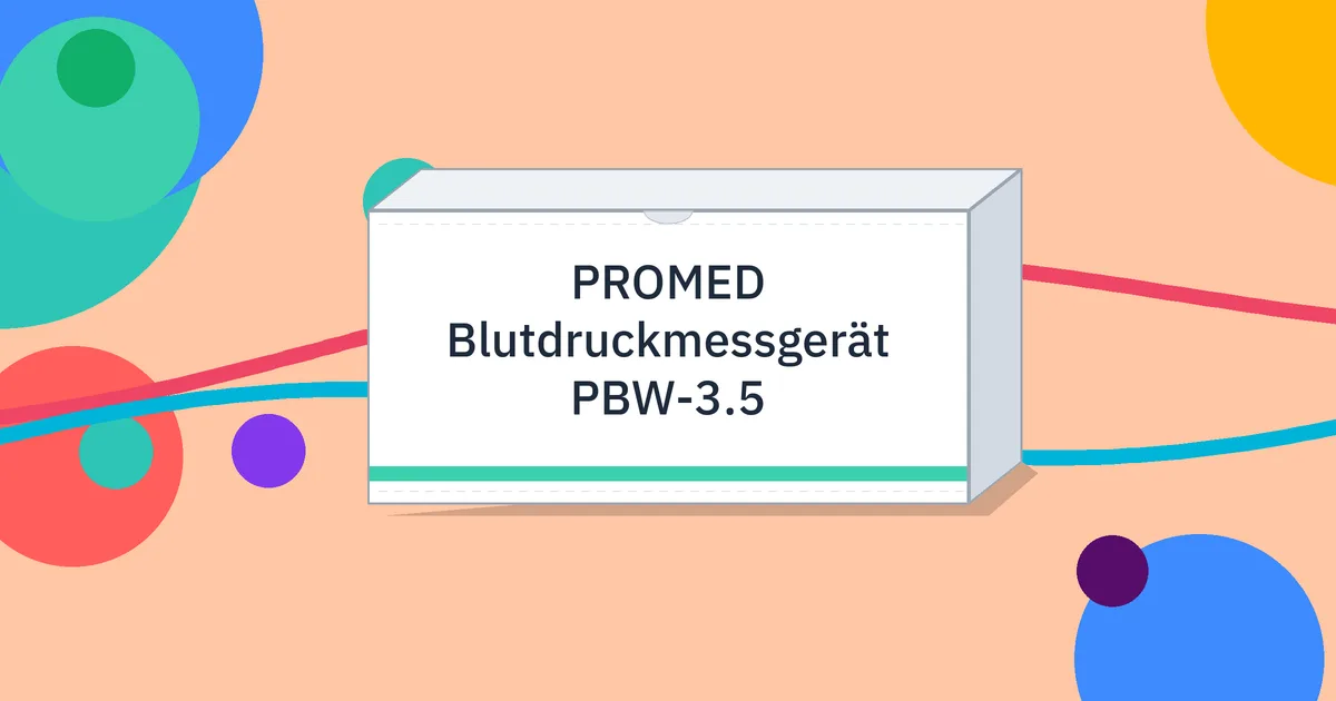 Symbolbild: Packung mit der Aufschrift PROMED Blutdruckmessgerät PBW-3.5 (PZN 10218289) – Verfügbarkeit und Bezug in Apotheken in Frankfurt am Main