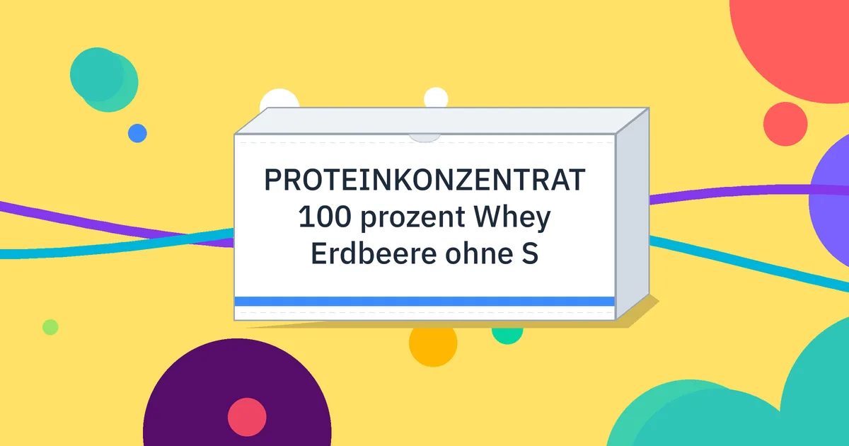 Symbolbild: Packung mit der Aufschrift PROTEINKONZENTRAT 100 prozent Whey Erdbeere ohne S (PZN 12530051) – Verfügbarkeit und Bezug in Apotheken in Frankfurt am Main