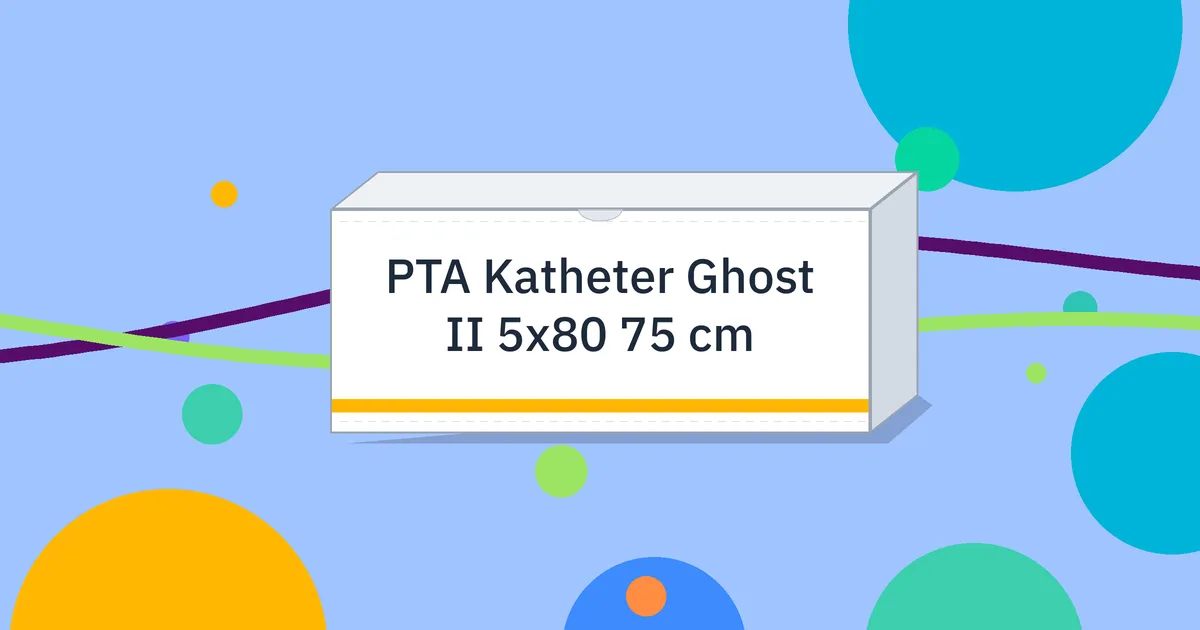 Symbolbild: Packung mit der Aufschrift PTA Katheter Ghost II 5x80 75 cm (PZN 00121755) – Verfügbarkeit und Bezug in Apotheken in Frankfurt am Main