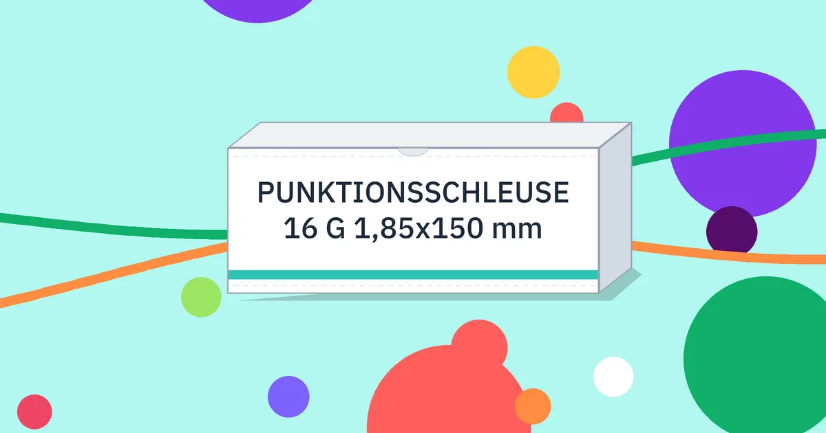 Symbolbild: Packung mit der Aufschrift PUNKTIONSSCHLEUSE 16 G 1,85x150 mm (PZN 20085731) – Verfügbarkeit und Bezug in Apotheken in Frankfurt am Main