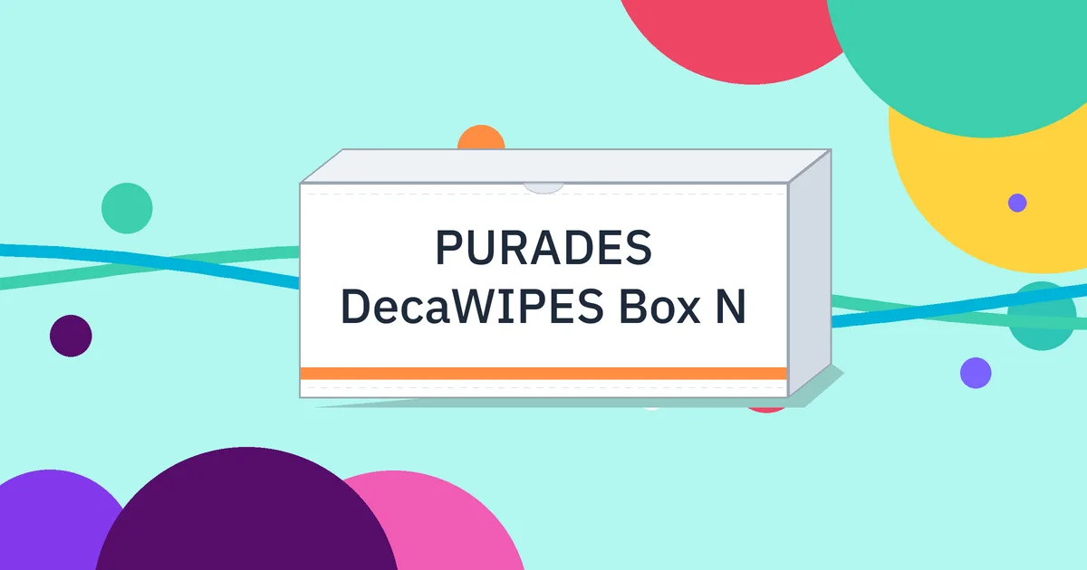 Symbolbild: Packung mit der Aufschrift PURADES DecaWIPES Box N (PZN 14285555) – Verfügbarkeit und Bezug in Apotheken in Frankfurt am Main