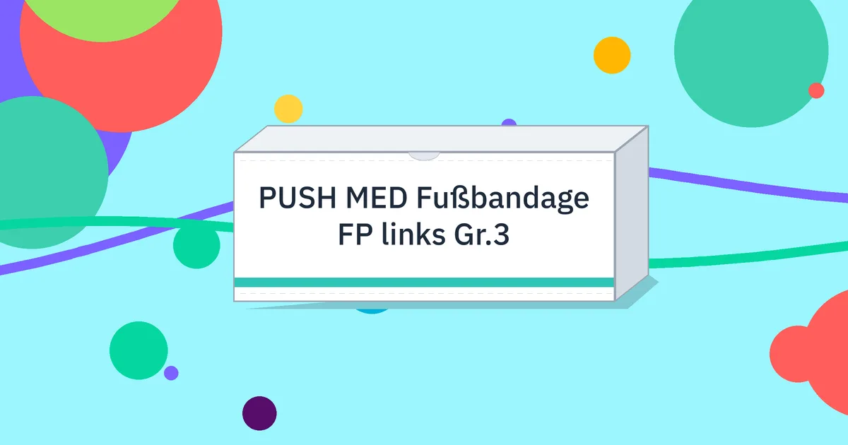 Symbolbild: Packung mit der Aufschrift PUSH MED Fußbandage FP links Gr.3 (PZN 20270078) – Verfügbarkeit und Bezug in Apotheken in Frankfurt am Main