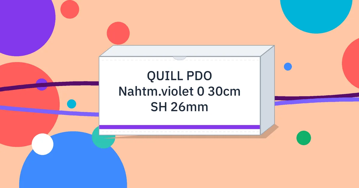 Symbolbild: Packung mit der Aufschrift QUILL PDO Nahtm.violet 0 30cm SH 26mm (PZN 17990136) – Verfügbarkeit und Bezug in Apotheken in Frankfurt am Main