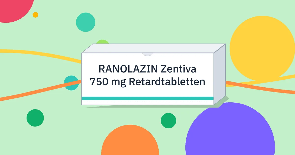 Symbolbild: Packung mit der Aufschrift RANOLAZIN Zentiva 750 mg Retardtabletten (PZN 18207724) – Verfügbarkeit und Bezug in Apotheken in Frankfurt am Main