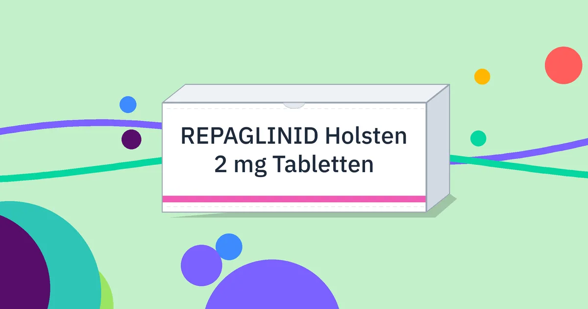 Symbolbild: Packung mit der Aufschrift REPAGLINID Holsten 2 mg Tabletten (PZN 12553307) – Verfügbarkeit und Bezug in Apotheken in Frankfurt am Main