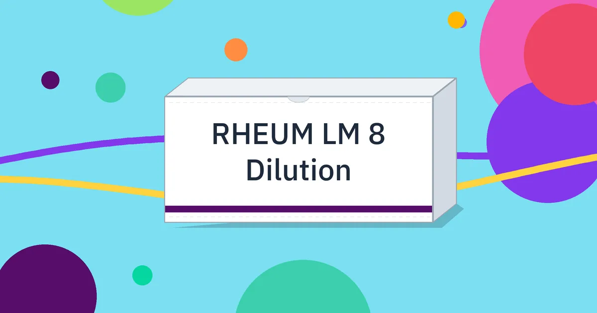 Symbolbild: Packung mit der Aufschrift RHEUM LM 8 Dilution (PZN 13049410) – Verfügbarkeit und Bezug in Apotheken in Frankfurt am Main