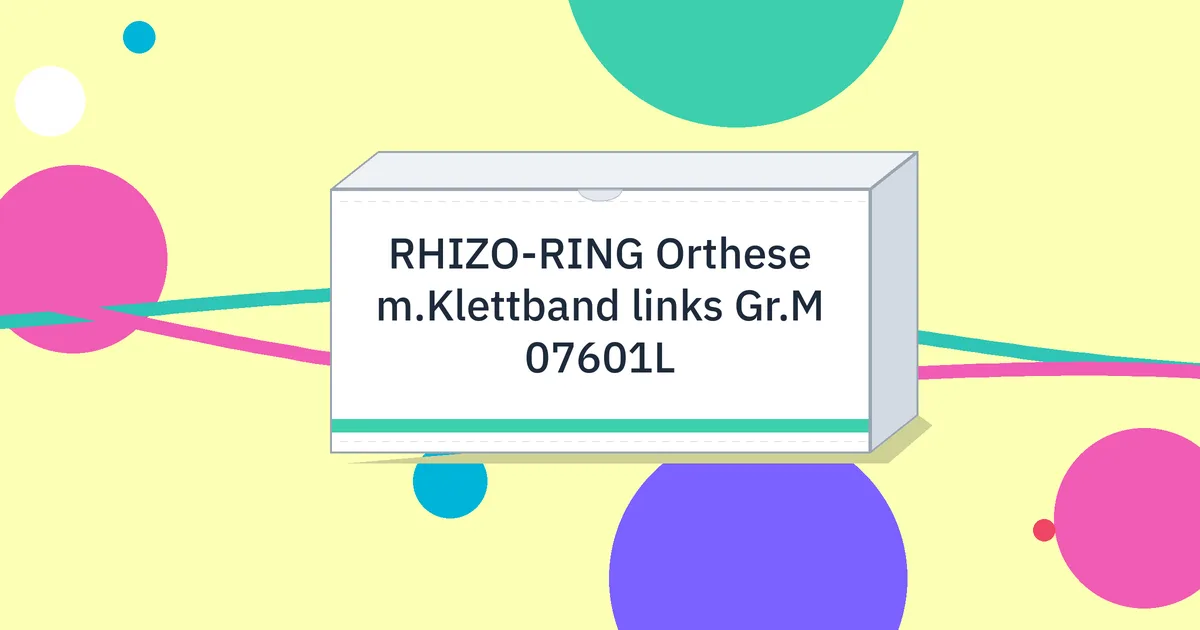 Symbolbild: Packung mit der Aufschrift RHIZO-RING Orthese m.Klettband links Gr.M 07601L (PZN 08733587) – Verfügbarkeit und Bezug in Apotheken in Frankfurt am Main