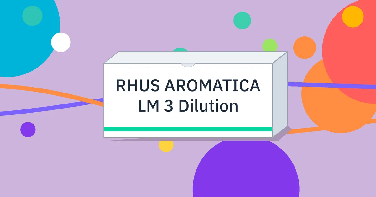 Symbolbild: Packung mit der Aufschrift RHUS AROMATICA LM 3 Dilution (PZN 13051677) – Verfügbarkeit und Bezug in Apotheken in Frankfurt am Main