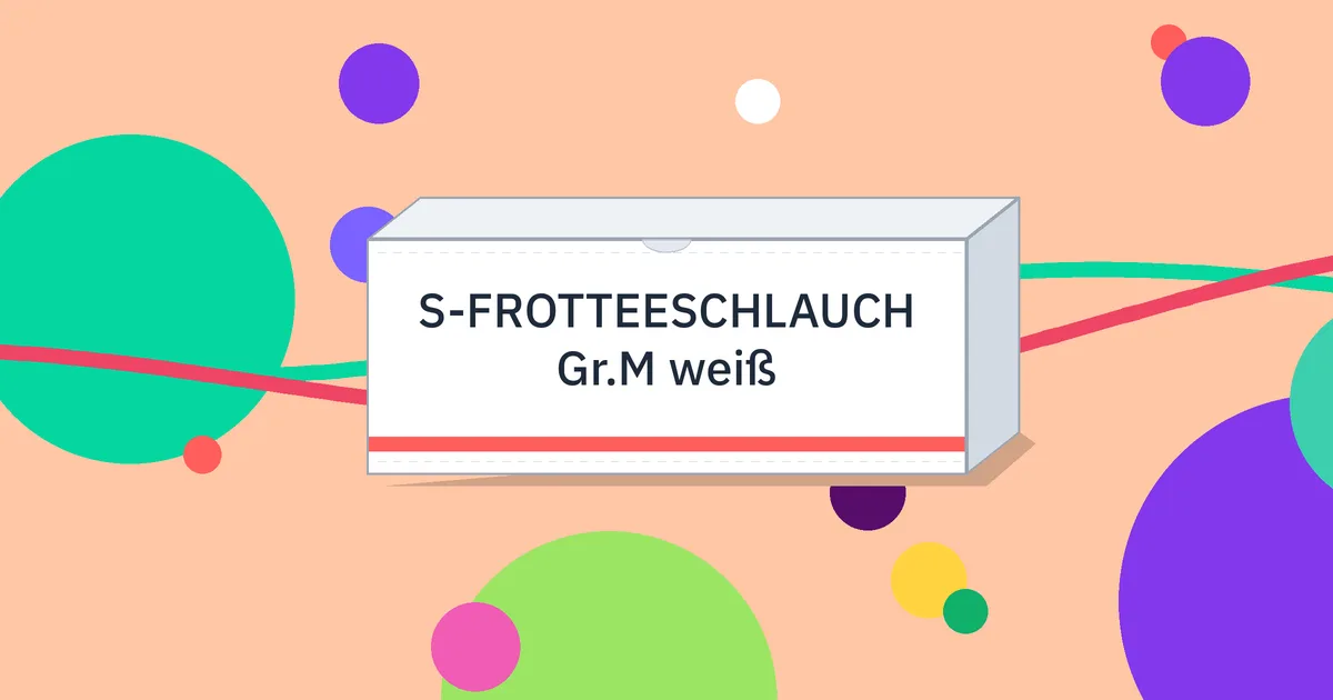 Symbolbild: Packung mit der Aufschrift S-FROTTEESCHLAUCH Gr.M weiß (PZN 18172523) – Verfügbarkeit und Bezug in Apotheken in Frankfurt am Main