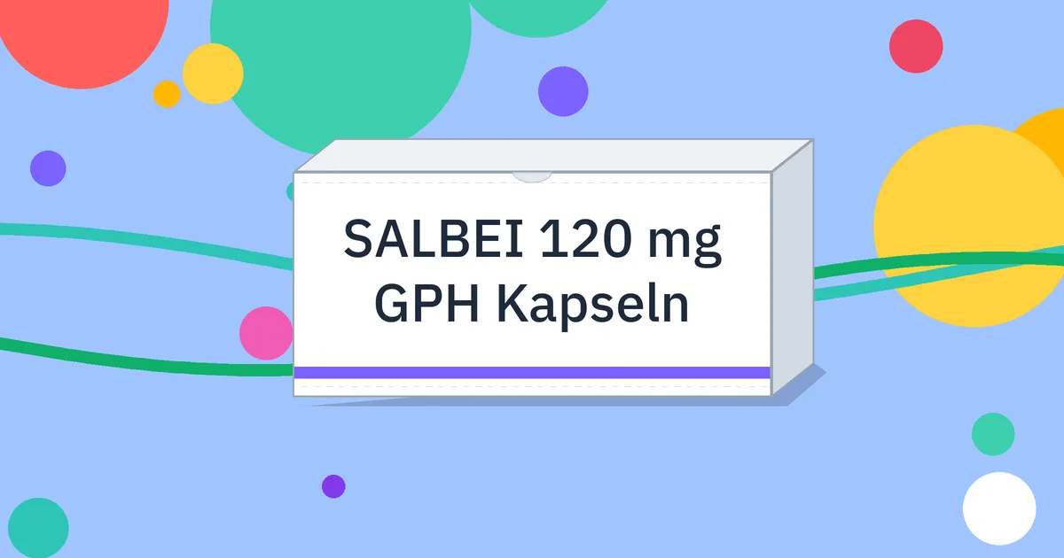 Symbolbild: Packung mit der Aufschrift SALBEI 120 mg GPH Kapseln (PZN 07351085) – Verfügbarkeit und Bezug in Apotheken in Frankfurt am Main