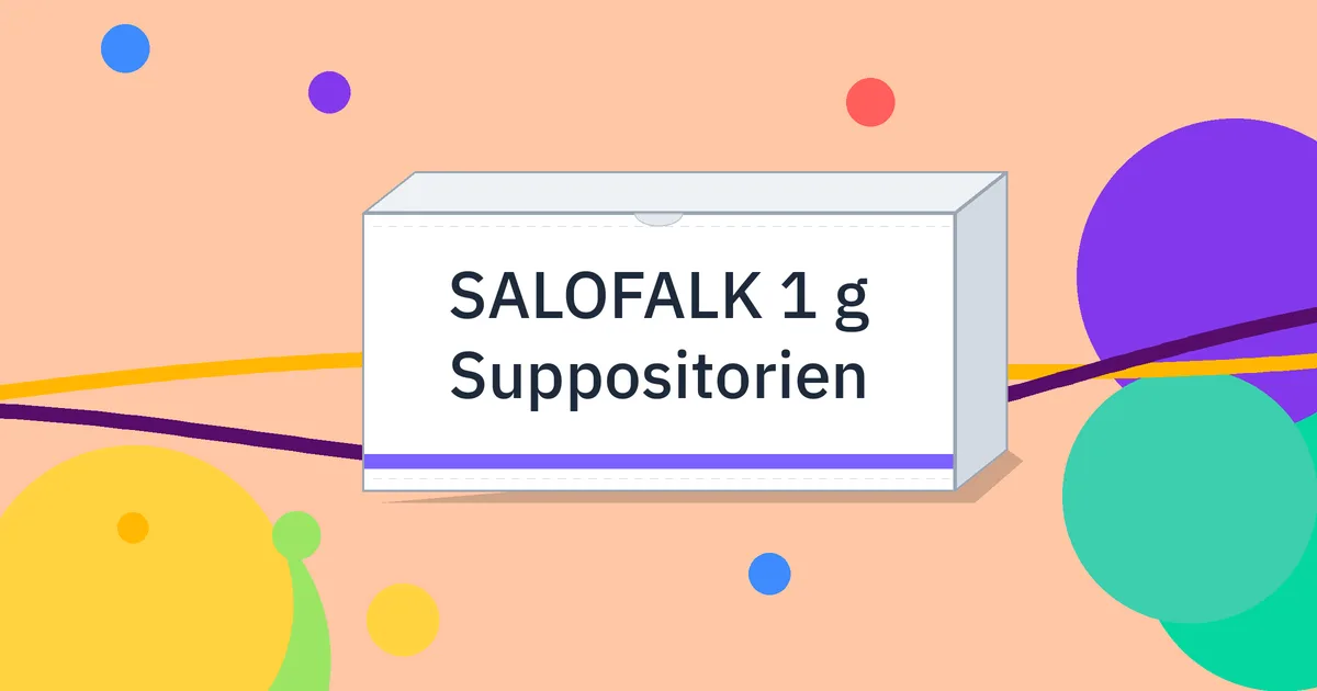 Symbolbild: Packung mit der Aufschrift SALOFALK 1 g Suppositorien (PZN 12368900) – Verfügbarkeit und Bezug in Apotheken in Frankfurt am Main