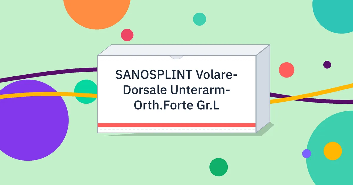Symbolbild: Packung mit der Aufschrift SANOSPLINT Volare-Dorsale Unterarm-Orth.Forte Gr.L (PZN 11281309) – Verfügbarkeit und Bezug in Apotheken in Frankfurt am Main