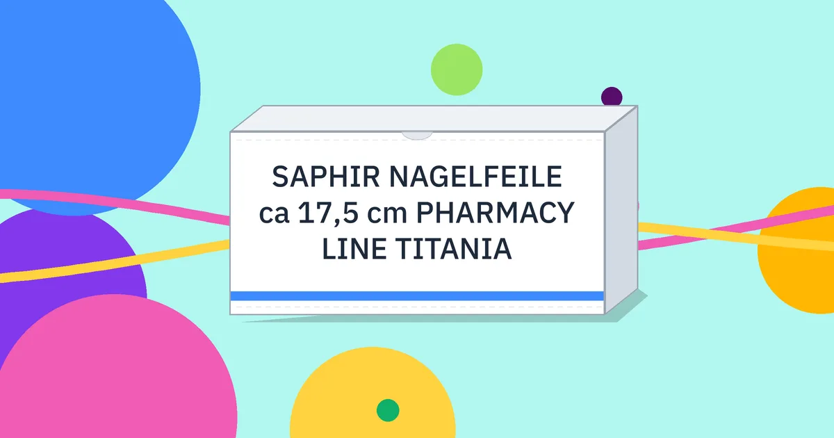 Symbolbild: Packung mit der Aufschrift SAPHIR NAGELFEILE ca 17,5 cm PHARMACY LINE TITANIA (PZN 13887364) – Verfügbarkeit und Bezug in Apotheken in Frankfurt am Main