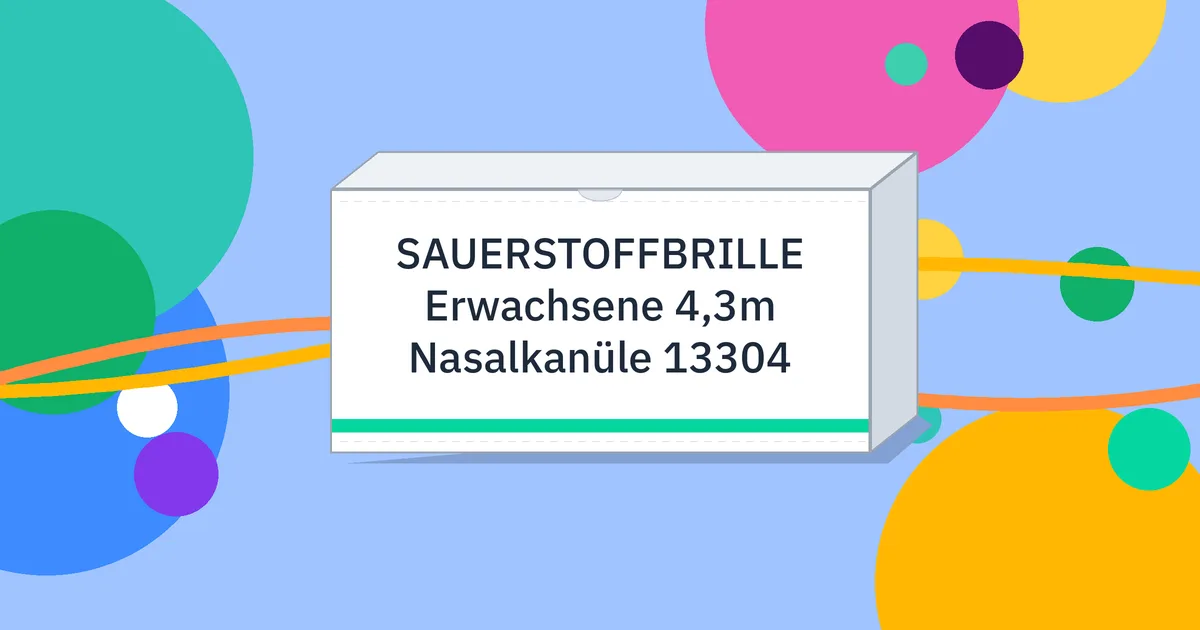 Symbolbild: Packung mit der Aufschrift SAUERSTOFFBRILLE Erwachsene 4,3m Nasalkanüle 13304 (PZN 20344032) – Verfügbarkeit und Bezug in Apotheken in Frankfurt am Main
