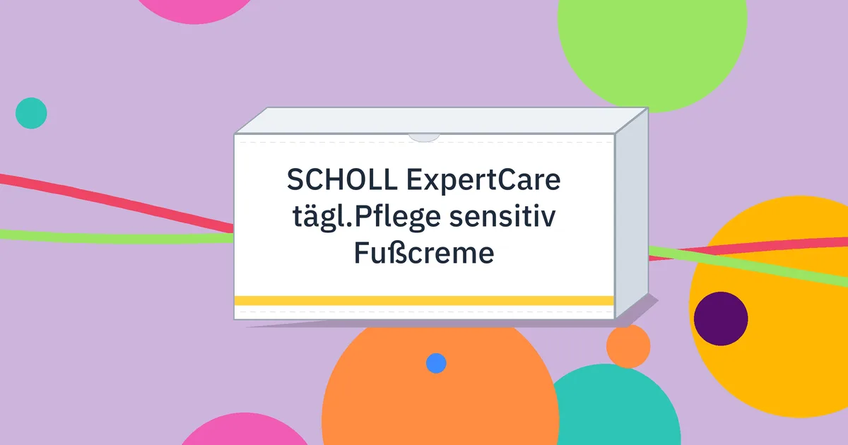 Symbolbild: Packung mit der Aufschrift SCHOLL ExpertCare tägl.Pflege sensitiv Fußcreme (PZN 18296811) – Verfügbarkeit und Bezug in Apotheken in Frankfurt am Main