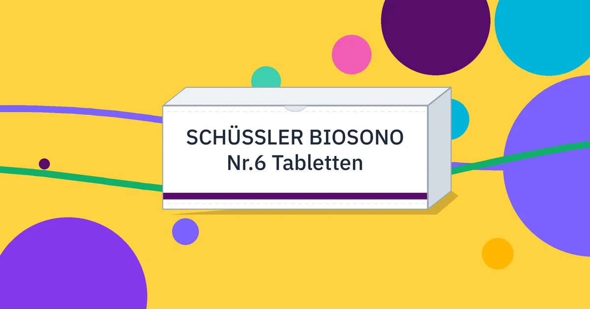 Symbolbild: Packung mit der Aufschrift SCHÜSSLER BIOSONO Nr.6 Tabletten (PZN 09005648) – Verfügbarkeit und Bezug in Apotheken in Frankfurt am Main