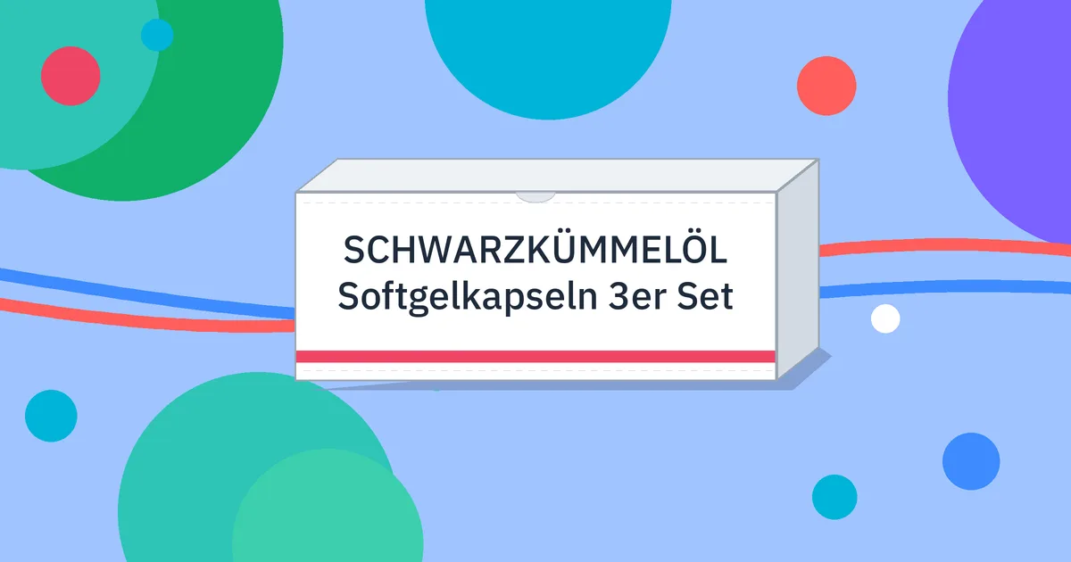 Symbolbild: Packung mit der Aufschrift SCHWARZKÜMMELÖL Softgelkapseln 3er Set (PZN 20098509) – Verfügbarkeit und Bezug in Apotheken in Frankfurt am Main