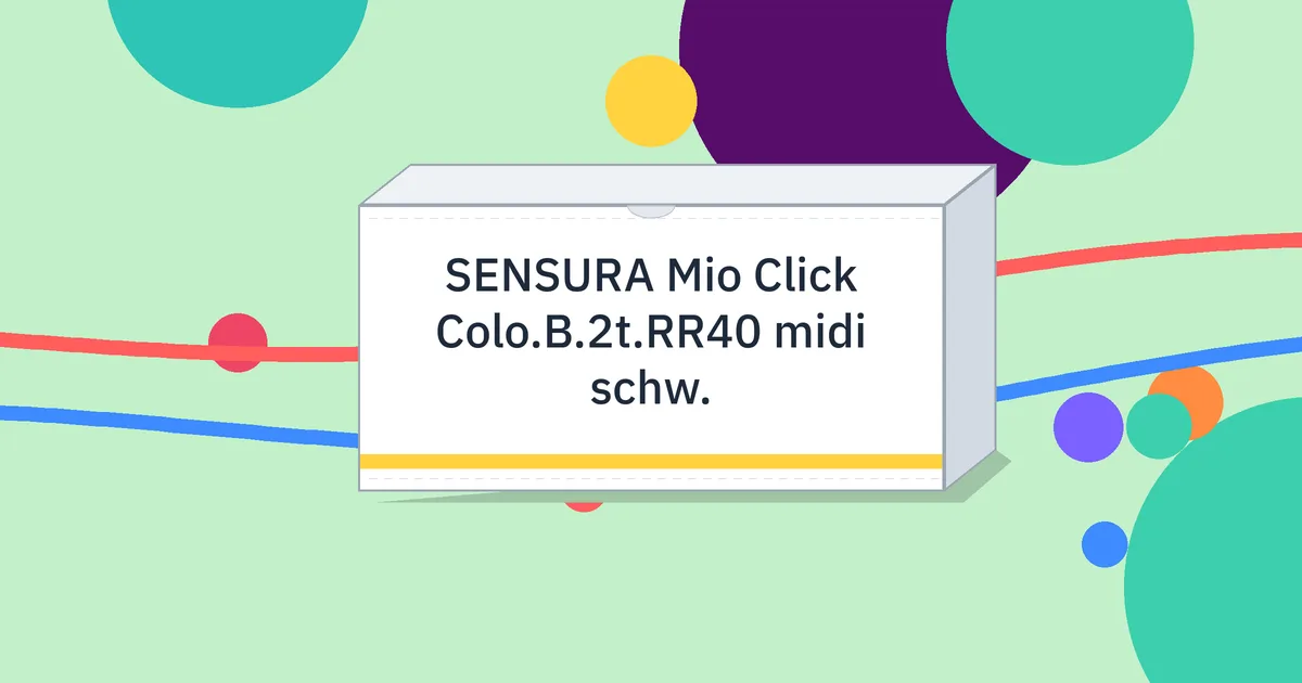 Symbolbild: Packung mit der Aufschrift SENSURA Mio Click Colo.B.2t.RR40 midi schw. (PZN 20323484) – Verfügbarkeit und Bezug in Apotheken in Frankfurt am Main