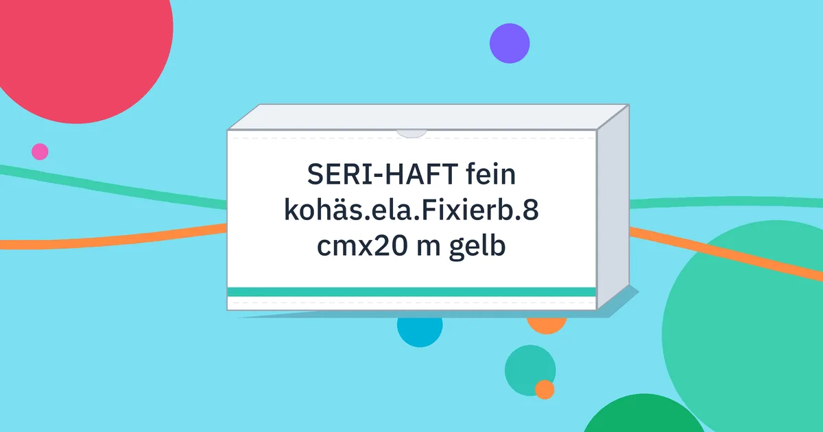 Symbolbild: Packung mit der Aufschrift SERI-HAFT fein kohäs.ela.Fixierb.8 cmx20 m gelb (PZN 14381460) – Verfügbarkeit und Bezug in Apotheken in Frankfurt am Main