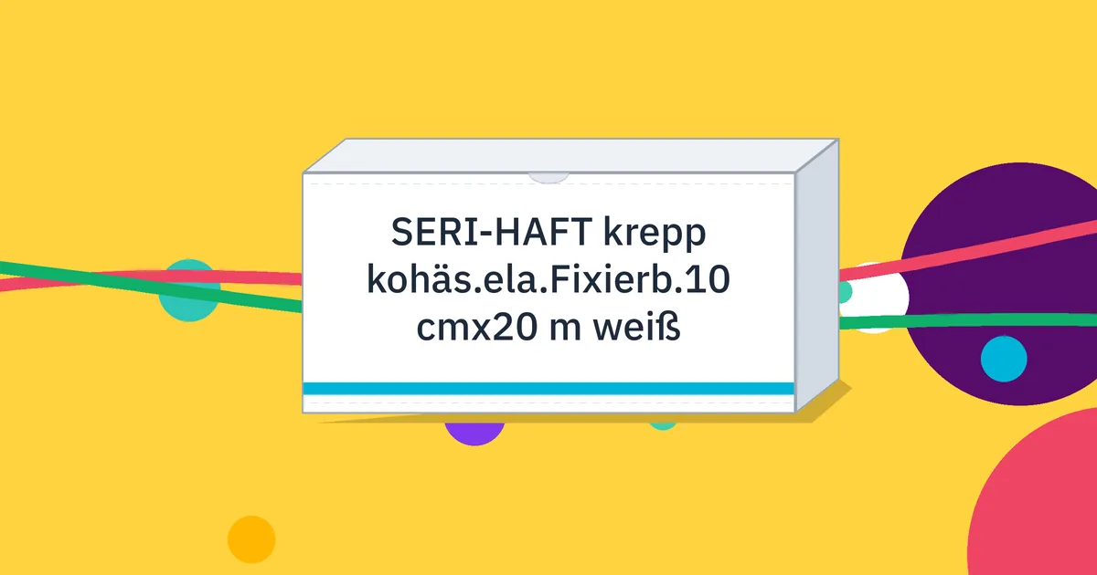 Symbolbild: Packung mit der Aufschrift SERI-HAFT krepp kohäs.ela.Fixierb.10 cmx20 m weiß (PZN 14381750) – Verfügbarkeit und Bezug in Apotheken in Frankfurt am Main