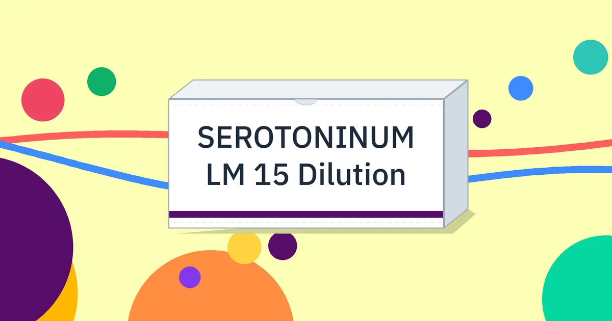 Symbolbild: Packung mit der Aufschrift SEROTONINUM LM 15 Dilution (PZN 13188850) – Verfügbarkeit und Bezug in Apotheken in Frankfurt am Main