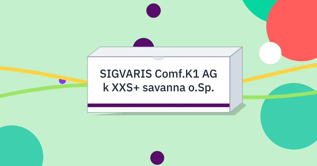Symbolbild: Packung mit der Aufschrift SIGVARIS Comf.K1 AG k XXS+ savanna o.Sp. (PZN 17095281) – Verfügbarkeit und Bezug in Apotheken in Frankfurt am Main