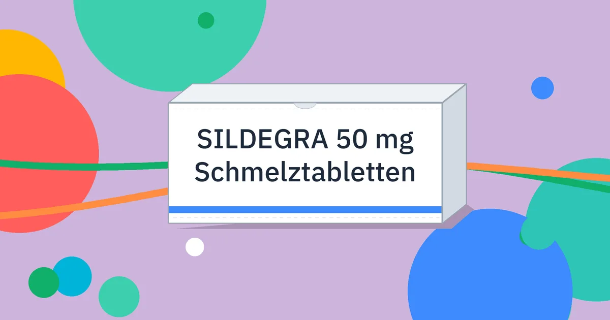 Symbolbild: Packung mit der Aufschrift SILDEGRA 50 mg Schmelztabletten (PZN 04756858) – Verfügbarkeit und Bezug in Apotheken in Frankfurt am Main
