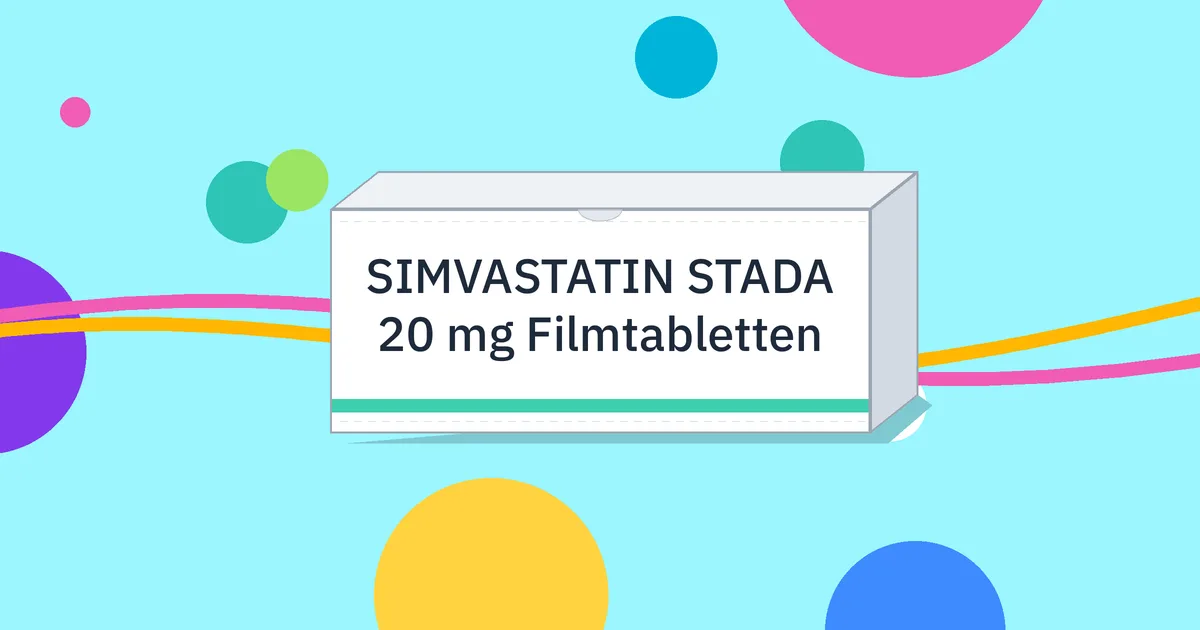 Symbolbild: Packung mit der Aufschrift SIMVASTATIN STADA 20 mg Filmtabletten (PZN 04124294) – Verfügbarkeit und Bezug in Apotheken in Frankfurt am Main