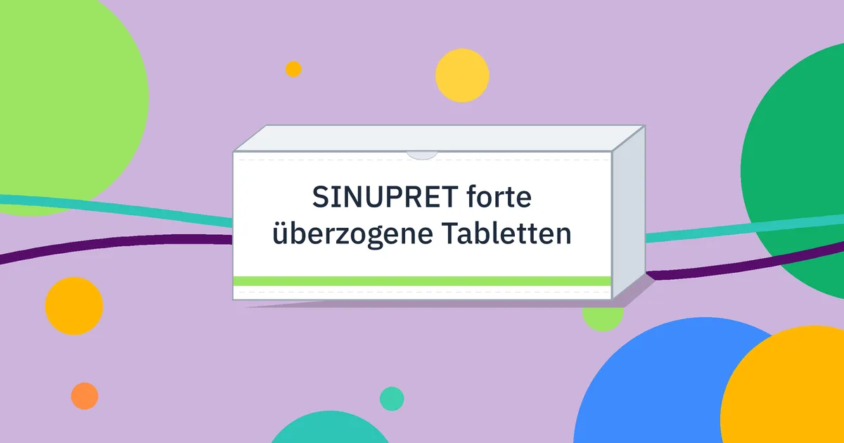 Symbolbild: Packung mit der Aufschrift SINUPRET forte überzogene Tabletten (PZN 08625573) – Verfügbarkeit und Bezug in Apotheken in Frankfurt am Main