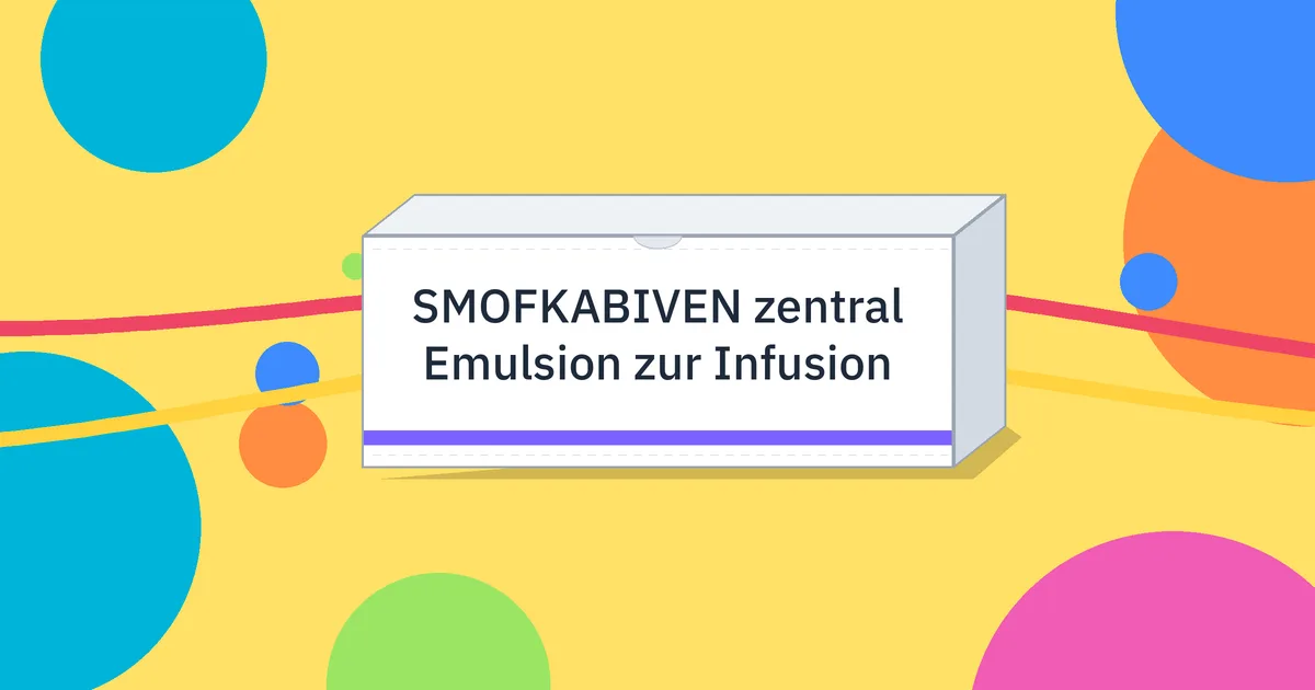 Symbolbild: Packung mit der Aufschrift SMOFKABIVEN zentral Emulsion zur Infusion (PZN 17967781) – Verfügbarkeit und Bezug in Apotheken in Frankfurt am Main