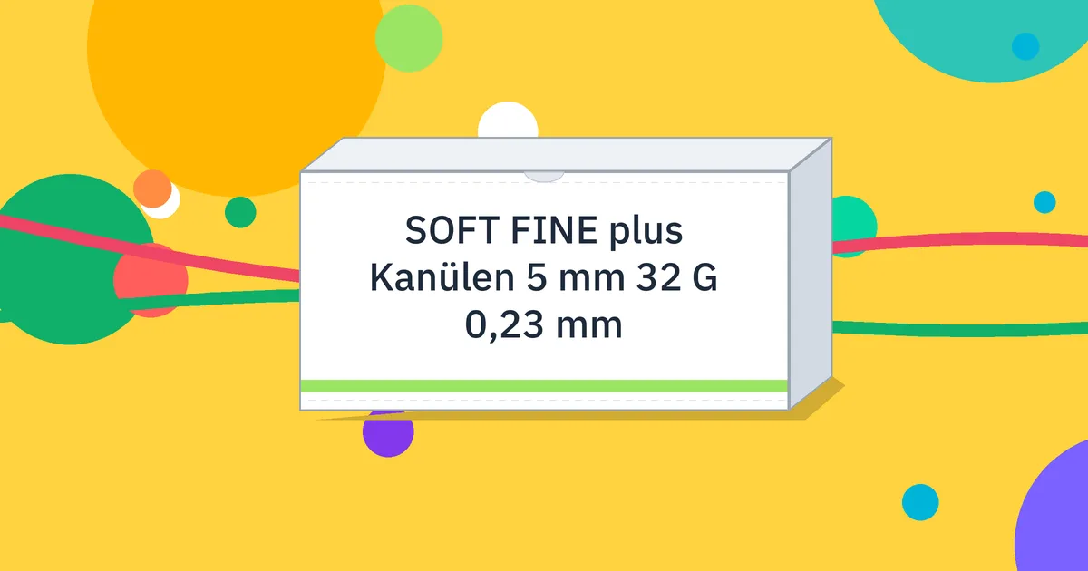 Symbolbild: Packung mit der Aufschrift SOFT FINE plus Kanülen 5 mm 32 G 0,23 mm (PZN 10733287) – Verfügbarkeit und Bezug in Apotheken in Frankfurt am Main