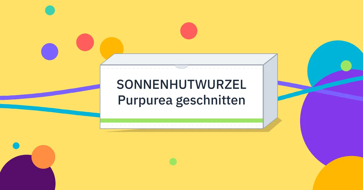 Symbolbild: Packung mit der Aufschrift SONNENHUTWURZEL Purpurea geschnitten (PZN 14031949) – Verfügbarkeit und Bezug in Apotheken in Frankfurt am Main