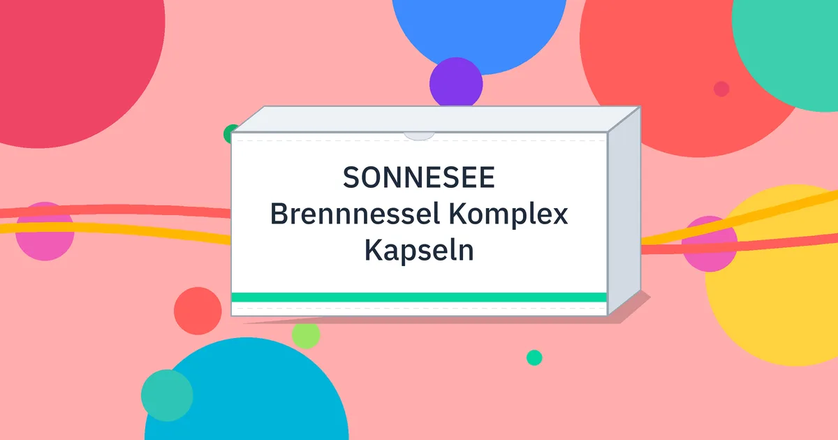 Symbolbild: Packung mit der Aufschrift SONNESEE Brennnessel Komplex Kapseln (PZN 19623554) – Verfügbarkeit und Bezug in Apotheken in Frankfurt am Main