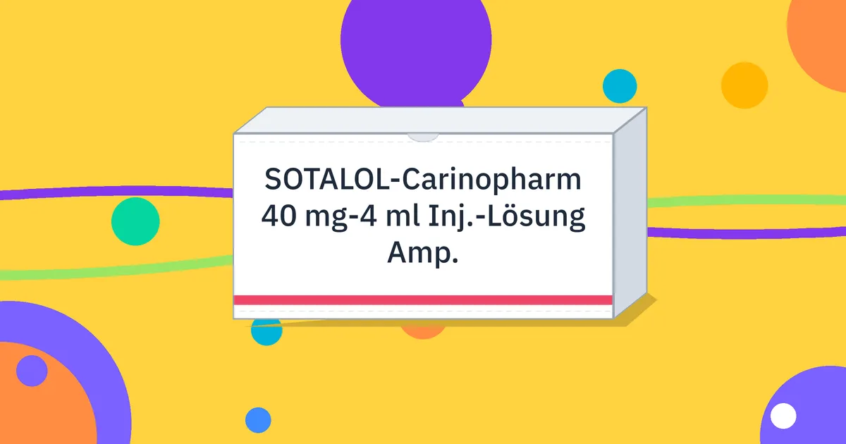 Symbolbild: Packung mit der Aufschrift SOTALOL-Carinopharm 40 mg-4 ml Inj.-Lösung Amp. (PZN 14371119) – Verfügbarkeit und Bezug in Apotheken in Frankfurt am Main